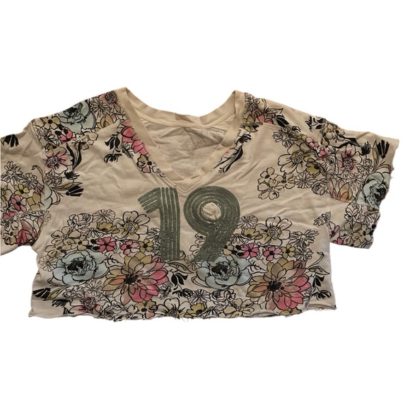 Free People | Tops | Rare Free People Floral Cropped Top With Number ...